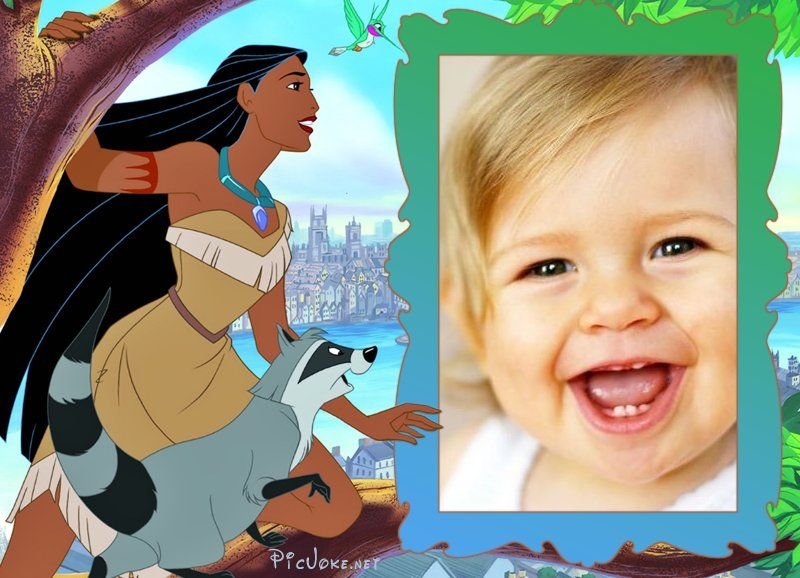 Fotomontaje infantil de Pocahontas. Fotomontaje infantil de Pocahontas.
